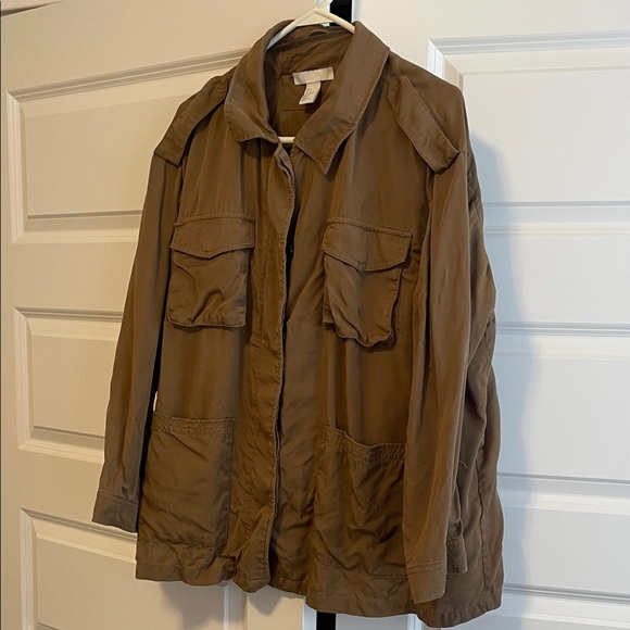 H&M | Jackets & Coats | Hm Womans Tan Military Oversized Field Jacket ...